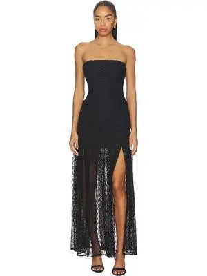 NICHOLAS Kairo Strapless Lace Maxi Dress - Black