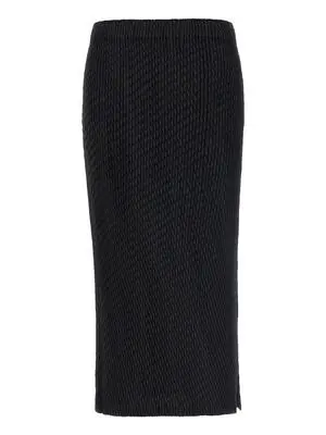 Issey Miyake Side-split Pleated Skirt - Black