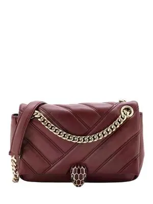 BVLGARI Serpenti Cabochon Quilted Shoulder Bag - Red