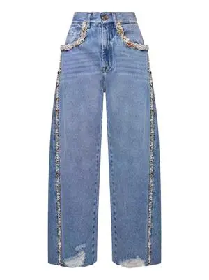 PatBO Camila Coelho Beaded Jeans - Blue