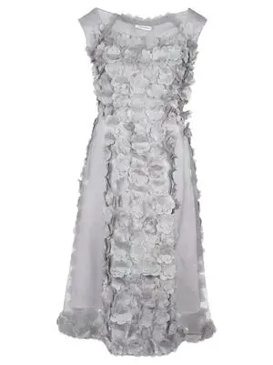 GLORIA COELHO Midi Silk Dress - Grey
