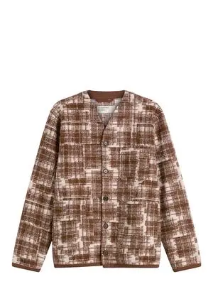 Universal Works Patch Check Fleece Cardigan - Sand