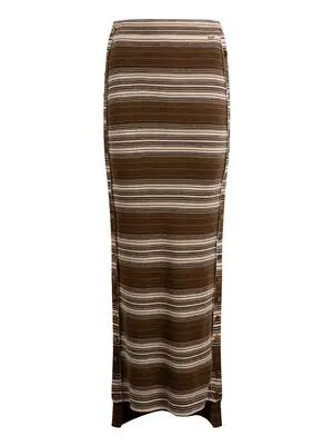 Miss Sixty Knwls X Knitted Skirt In Stripe - Dark Brown Beige