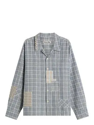 STORY MFG. Greetings Patchwork Long Sleeve Shirt - Indigo
