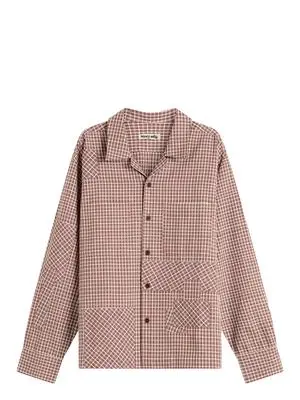 STORY MFG. Patchwork Check Long Sleeve Shirt - Brown