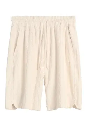 Drole De Monsieur Monogramme Towelling Shorts - Off White
