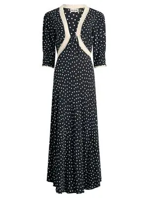 Rixo Amina Maxi Dress - Layla Dot Navy