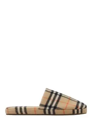 Burberry Check Wool Blend Slippers - Sand Beige