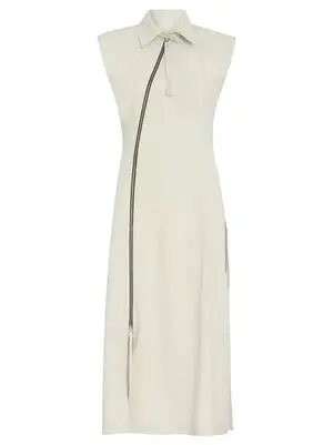 GLORIA COELHO Collared Midi Dress - Neutrals