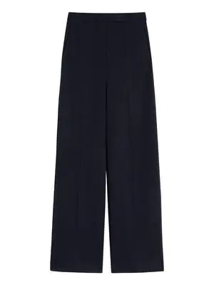 Max Mara Wool Piqué Wide-leg Trousers - Blue