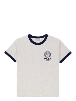 SPORTY & RICH Yale Crest Ringer T-shirt - Grey