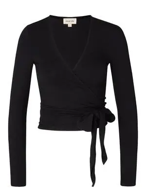 SISTERLY TRIBE Soft Ballet Wrap Top - Black