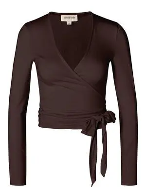 SISTERLY TRIBE Soft Ballet Wrap Top - Espresso