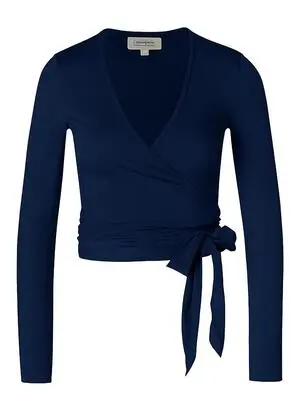 SISTERLY TRIBE Soft Ballet Wrap Top - Navy