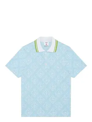 Casablanca Pale Jacquard Short Sleeve Jacquard Polo Shirt - Blue