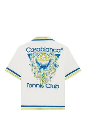 Casablanca Tennis Club Short Sleeve Silk Shirt - Multicolor