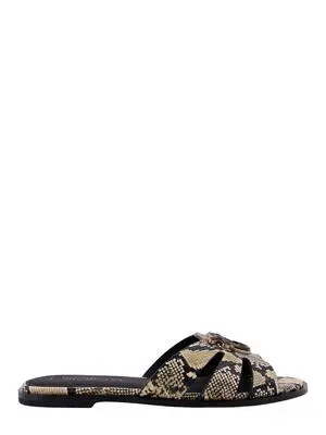 Pinko Milly Low Leather Sandals - Animal Print
