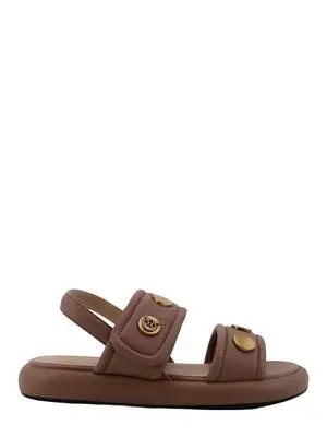 Pinko Fiona Flat Leather Sandals - Brown