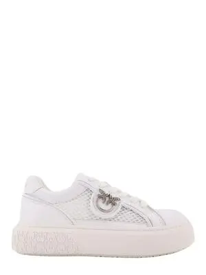 Pinko Yoko Leather Sneakers With Mesh Inserts - White