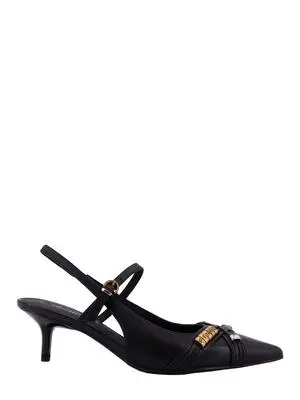 Pinko Gloria 18 Leather Pumps With Metal Lettering - Black