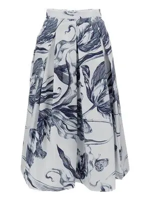 Erdem Pleated A-line Midi Skirt - White
