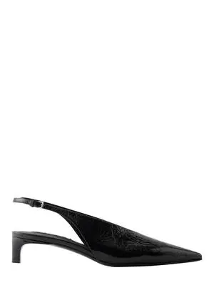JIL SANDER Crinkled Patent-leather Slingback Pumps - Black