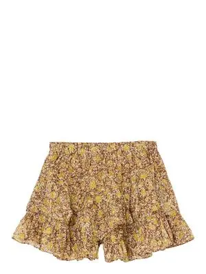 MARANT ETOILE Jocadia Ruffled Printed Organic Cotton-voile Shorts - Multi