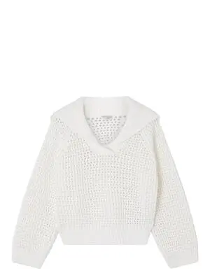 Brunello Cucinelli Open-knit Cotton-blend Sweater - White