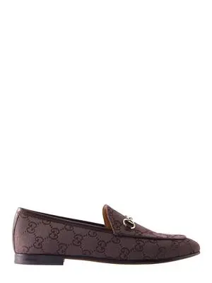 Gucci Jordaan Horsebit Jacquard Loafers - Brown