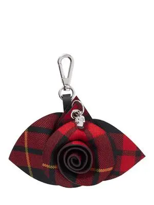 Alexander McQueen Silver-tone Checked Jacquard Bag Charm - Red