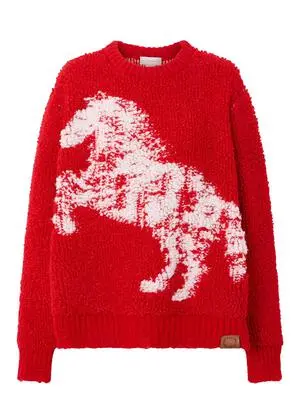 Stella McCartney Oversized Jacquard-knit Wool-blend Fleece Sweater - Red