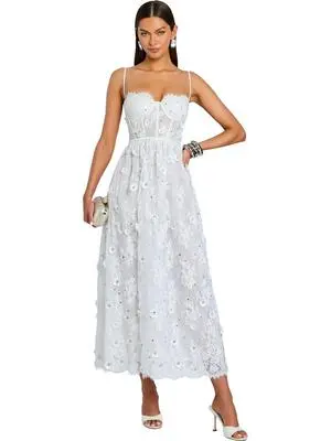 Retrofete Noema Embellished Lace Midi Dress - White/silver