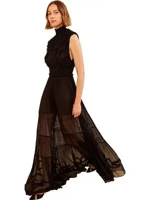 Ulla Johnson Verona Silk Smocked Gown - Noir