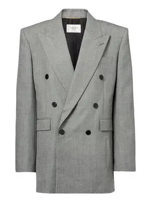 Saint Laurent Double Breasted Cool Wool Jacket Light - Grey