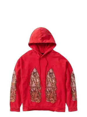 WHO DECIDES WAR BY EV BRAVADO Flame Glass Hooded Pullover - Red