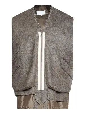 MAISON MARGIELA Zip-up Wool Gilet - Brown