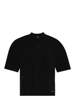 Alexander Wang Ss Polo With Knit Logo Label Charcoal - Black