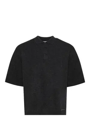 Alexander Wang Ss Polo With Knit Logo Label Charcoal - Gray