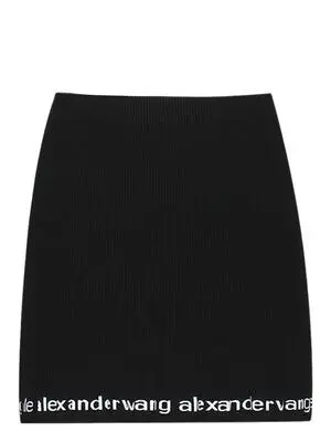 Alexander Wang Ribbed Mini Skirt With Logo - Black