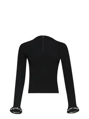 Alexander Wang Long-sleeve Ruffle-hem Turtleneck - Black