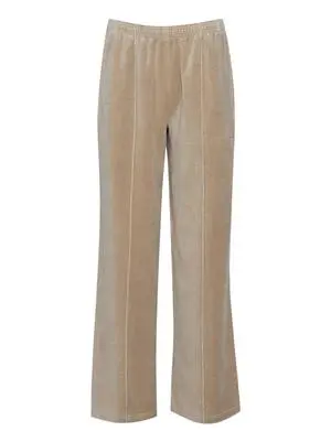Alexander Wang Mid-rise Crystal Hotfix Velour Pants - Beige