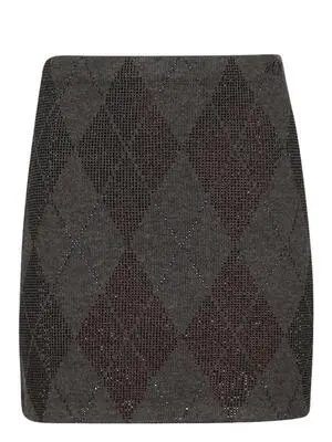 Alexander Wang A-line Argyle Crystal Hotfix Skirt - Brown