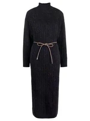 Peserico Roll-neck Tricot Midi Dress - Blue