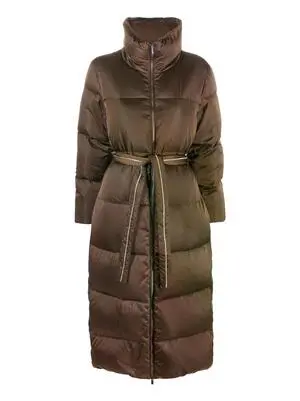 Peserico Monili-chain Belted Puffer Jacket - Brown