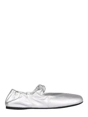 Miu Miu Miu Miu Ruched Nappa Ballet Flats Silver