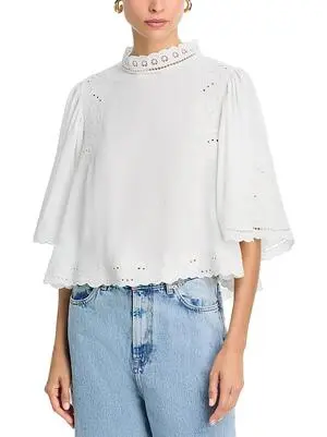 Farm Rio Eyelet Top - Off-white