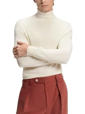 BOSS Hernando Cashmere Turtleneck Sweater - Open Beige