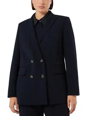 Marina Rinaldi Peak Lapel Double-breasted Blazer - Midnight Blue