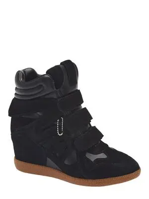 Steve Madden Mavis Wedge High-Top Sneaker Black Suede