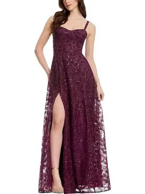 Dress The Population Piper Sweetheart Neck Gown - Dark Cherry